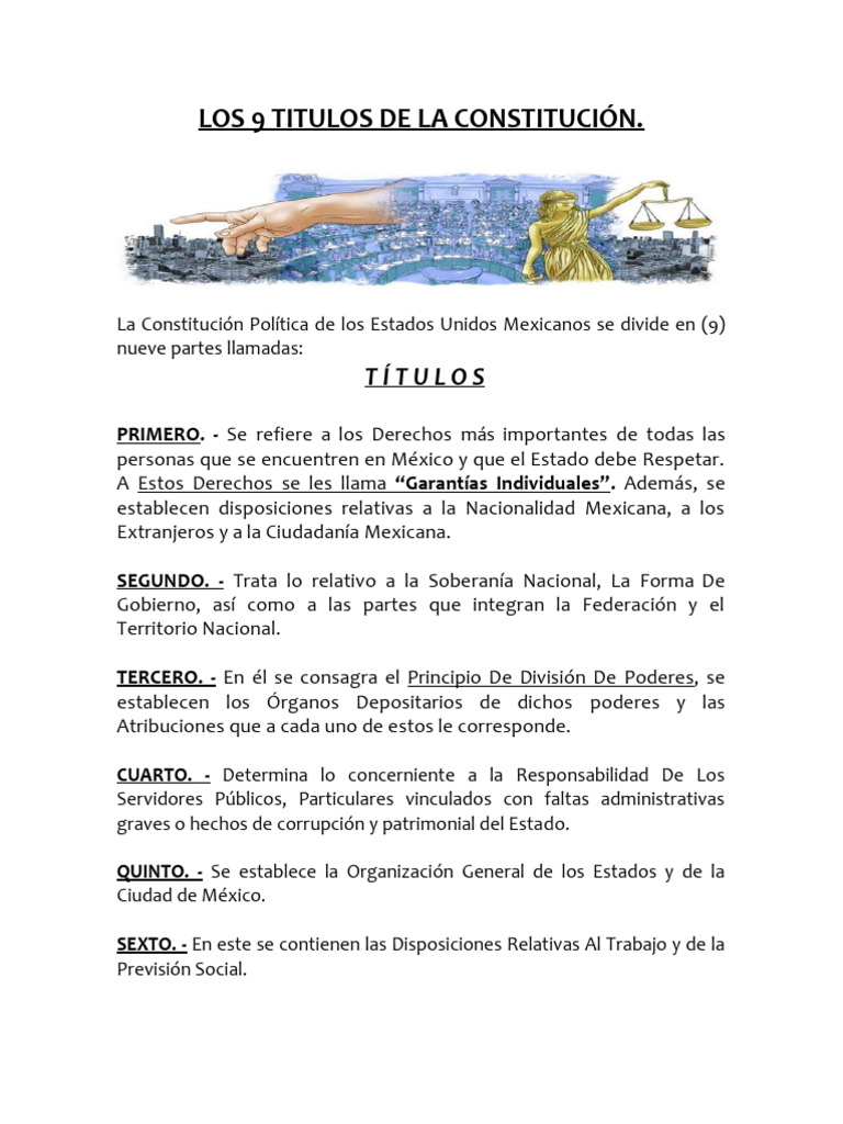 5.1) LOS 9 TITULOS DE LA CONSTITUCION. | PDF