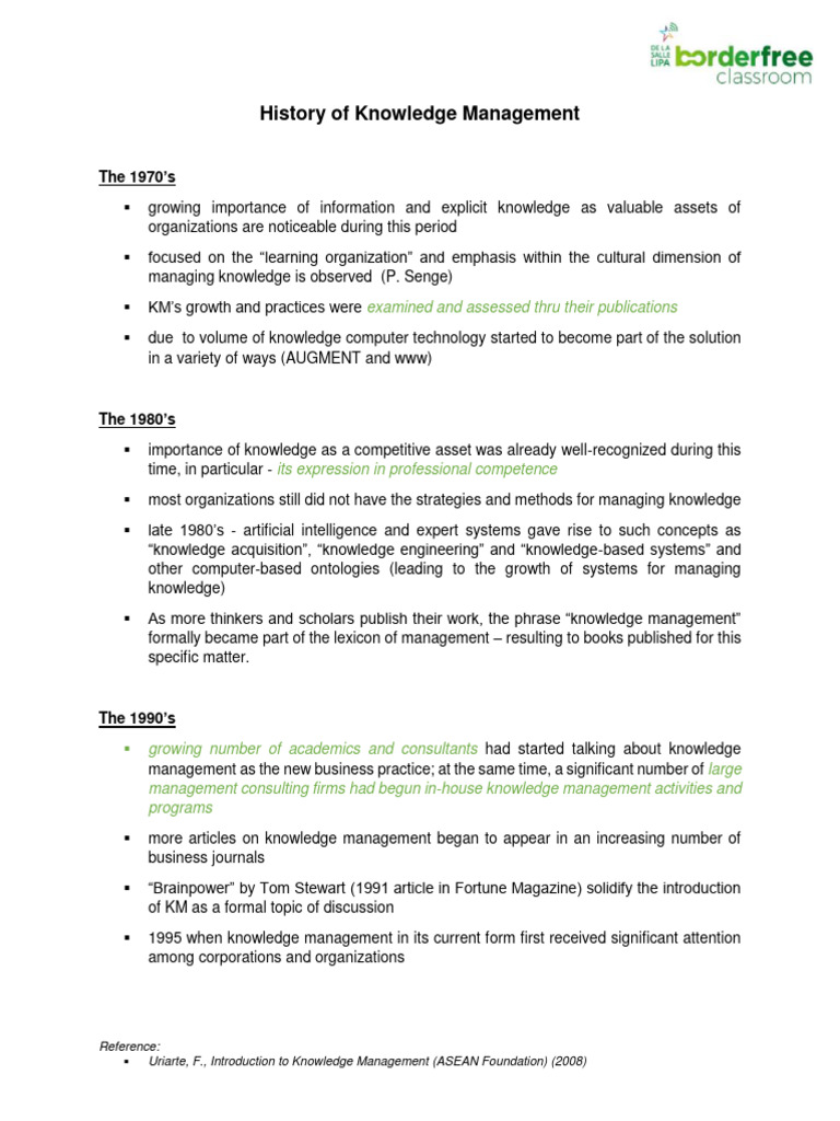 Module 1 Part 2 History Of Knowledge Management Pdf Knowledge