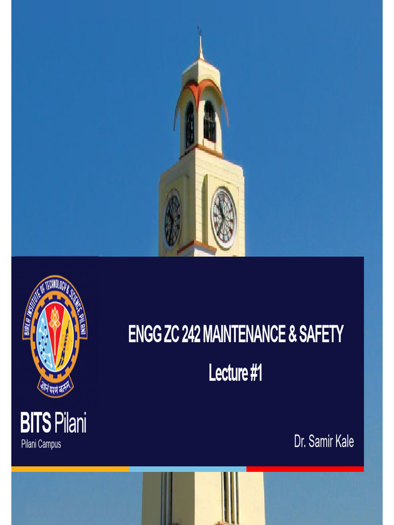 Maintenance and Safety ENGGZC242 Lecture 1 To 7 Consolidated | PDF | Reliability Engineering ...