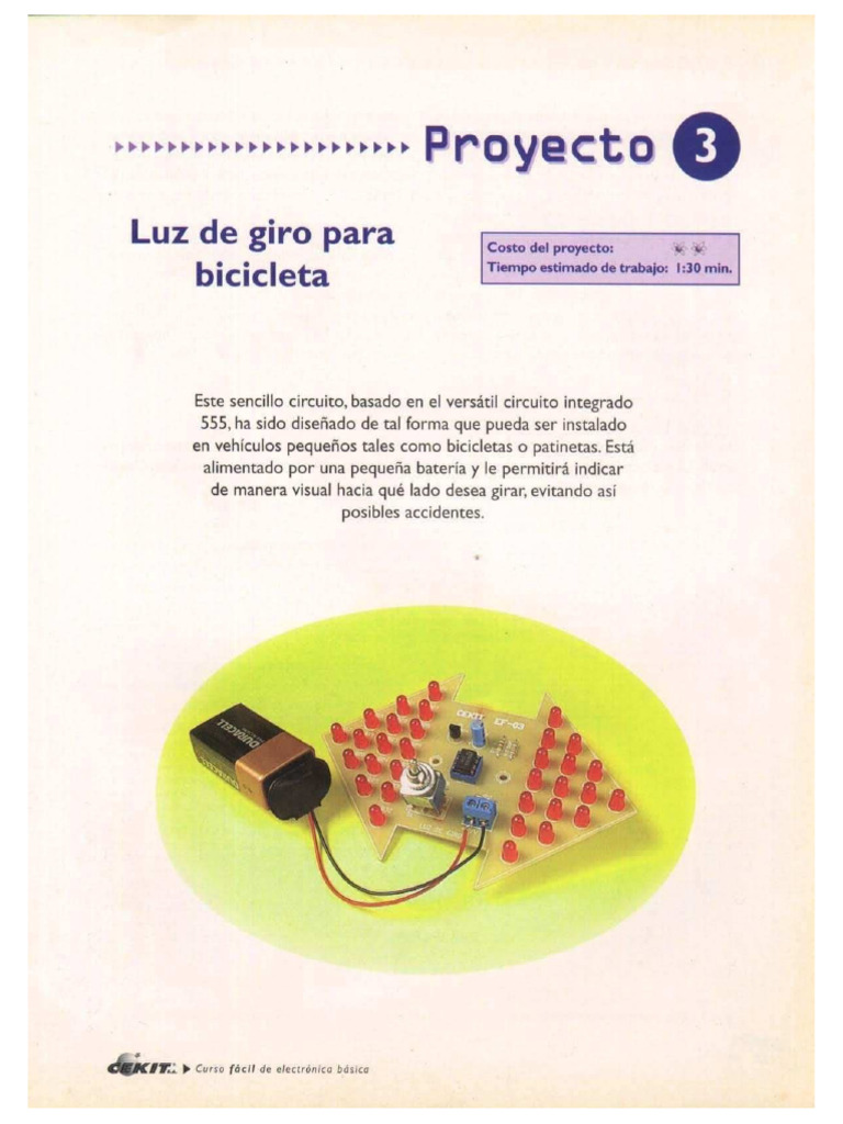 Proyecto N°3 Luz de Giro para Bicicleta-Curso de Electrónica Básica CEKIT | PDF