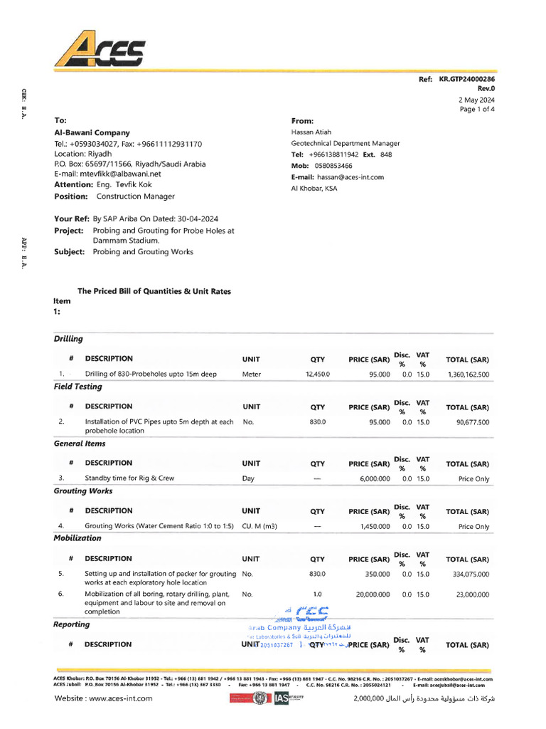 KR - Gtp24000286-Rev.0 - Probing and Grouting For Probe Holes at Dammam ...