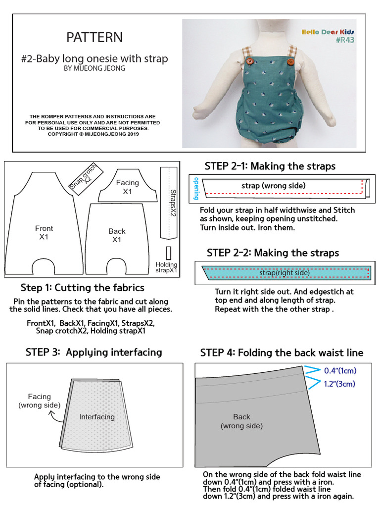Tutorial#1-Baby Onesie With Strap | PDF | Sewing | Textile Arts