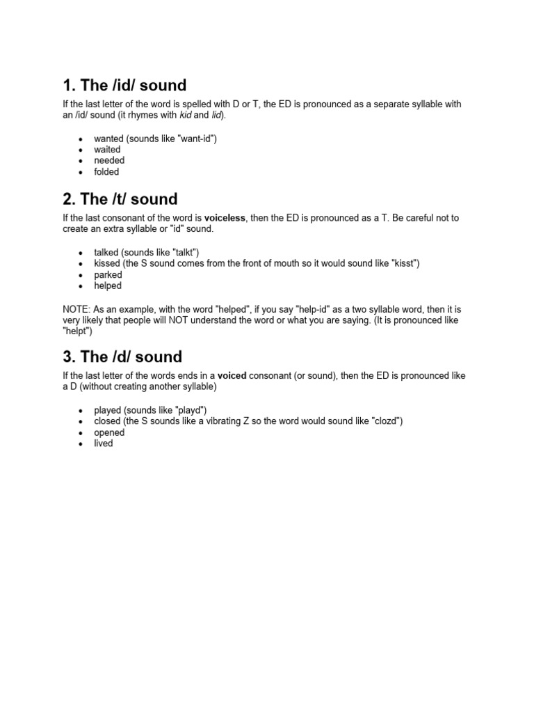 English Past Tense Pronunciation Guide | PDF