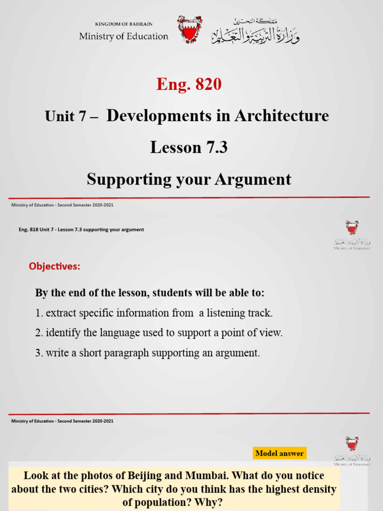 Supporting Arguments in Architecture Lessons | PDF | Argument | English Language