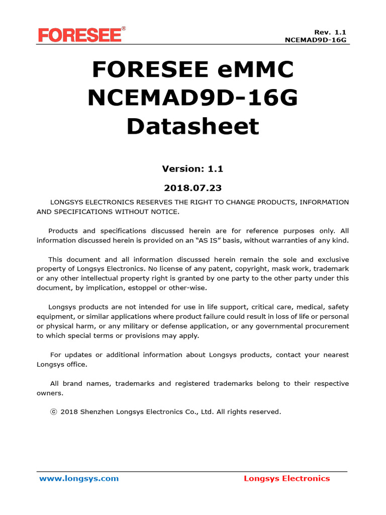 Foresee-Ncemad9d-16g C843687 | PDF | Flash Memory | Booting