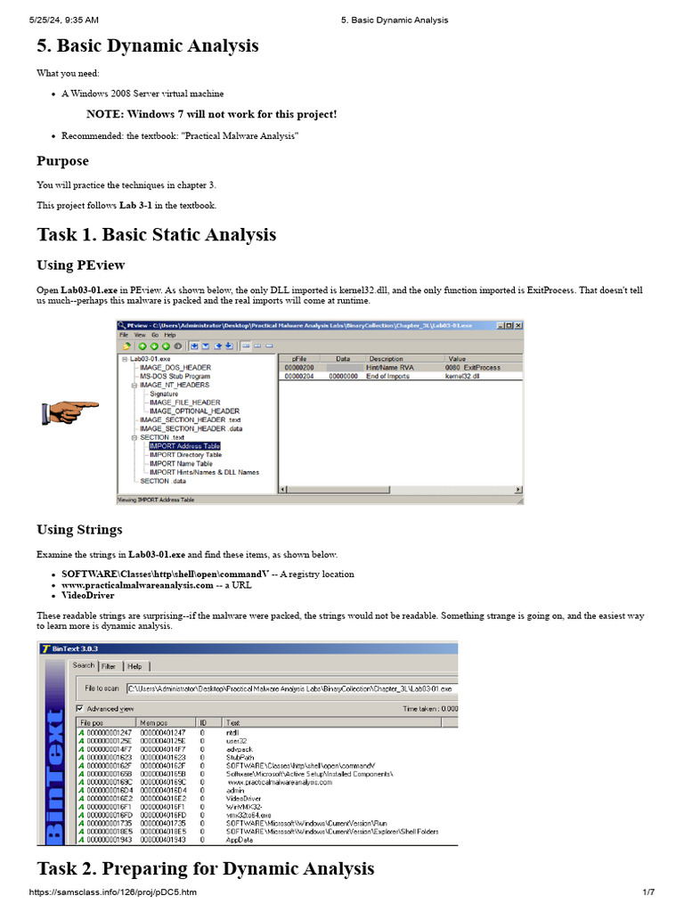 Basic Dynamic Analysis Techniques | PDF | Games & Activities ...
