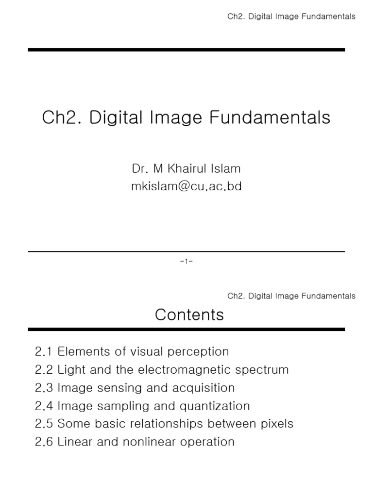 CH 2. Digital Image Fundamentals | PDF | Eye | Electromagnetic Spectrum