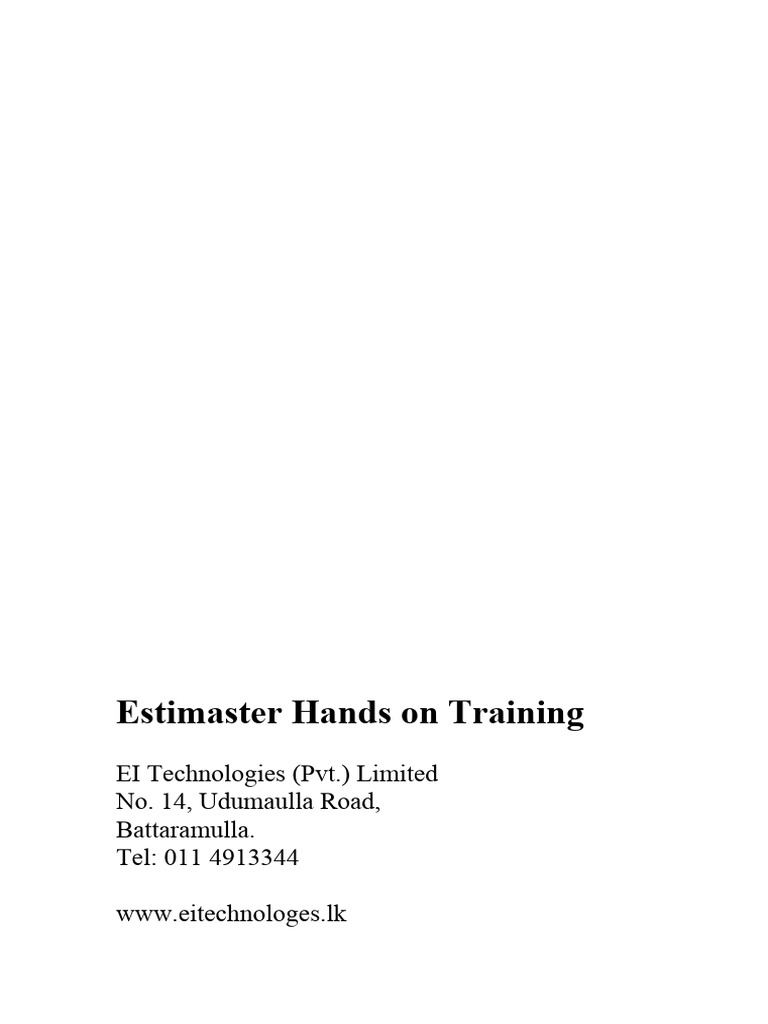 EstiMaster Hands On Training | PDF | Microsoft Excel | Computer File