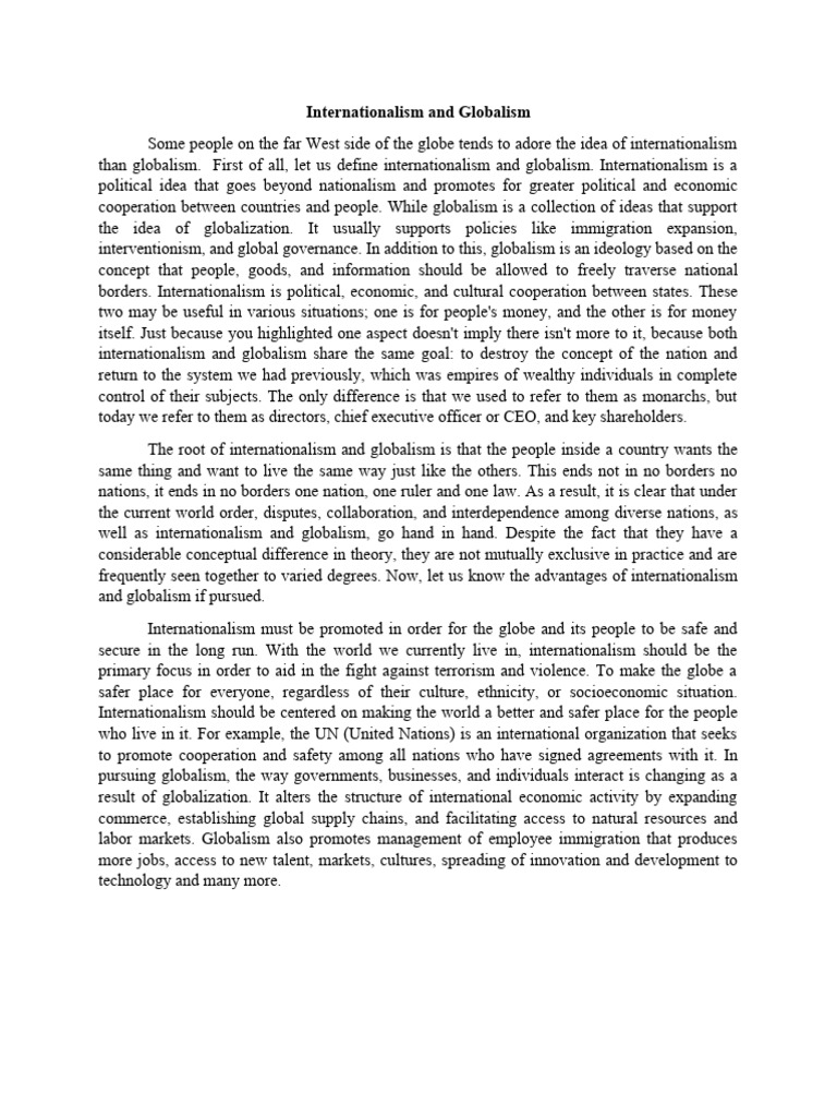 Reaction Paper 4 | Download Free PDF | Internationalism (Politics ...