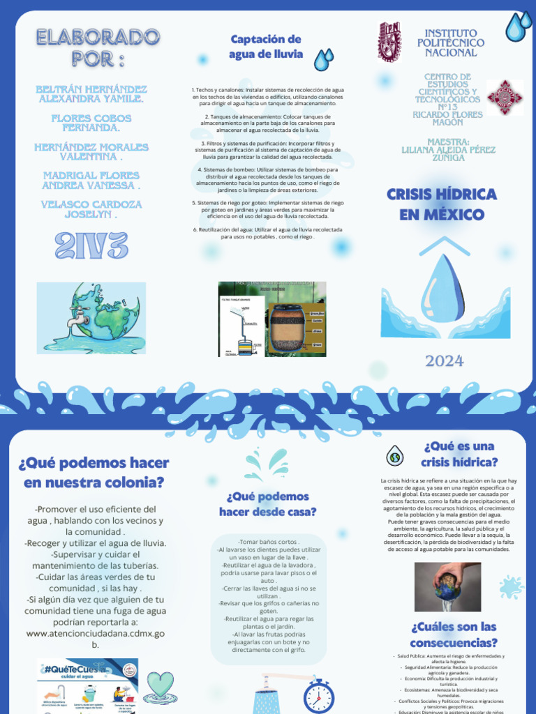 Triptico Crisis Hídrica. Beltrán Hernández | PDF | Agua | Riego