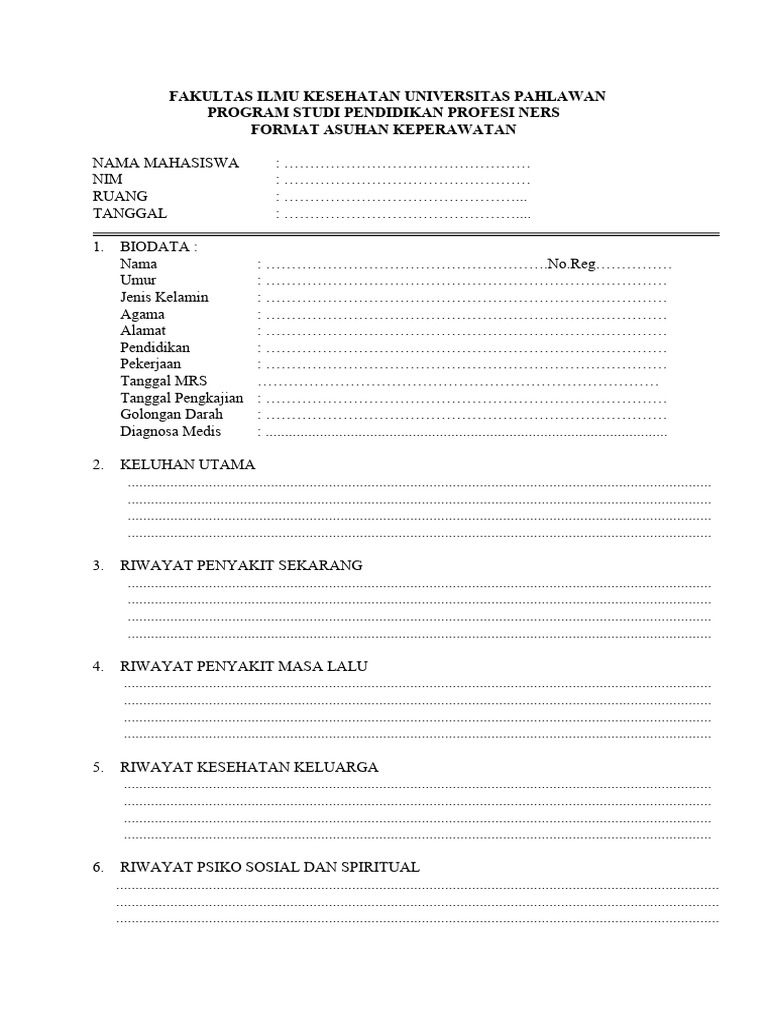 Format Pengakajian Askep KMB 2024 | PDF