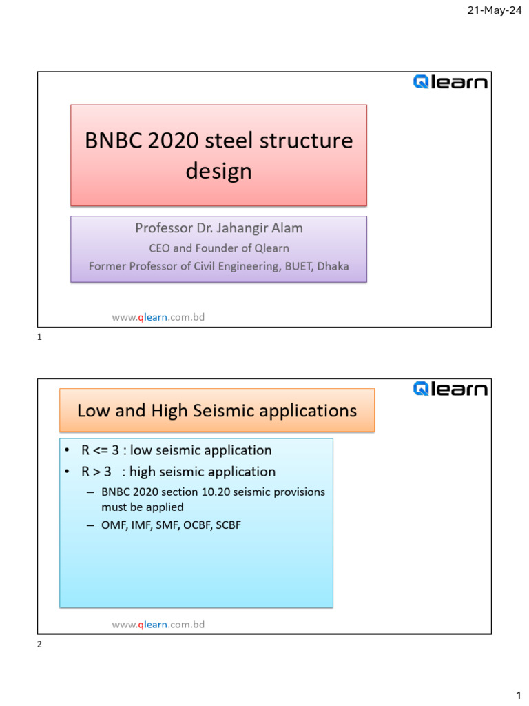 BNBC 2020 Steel Structure Design | PDF