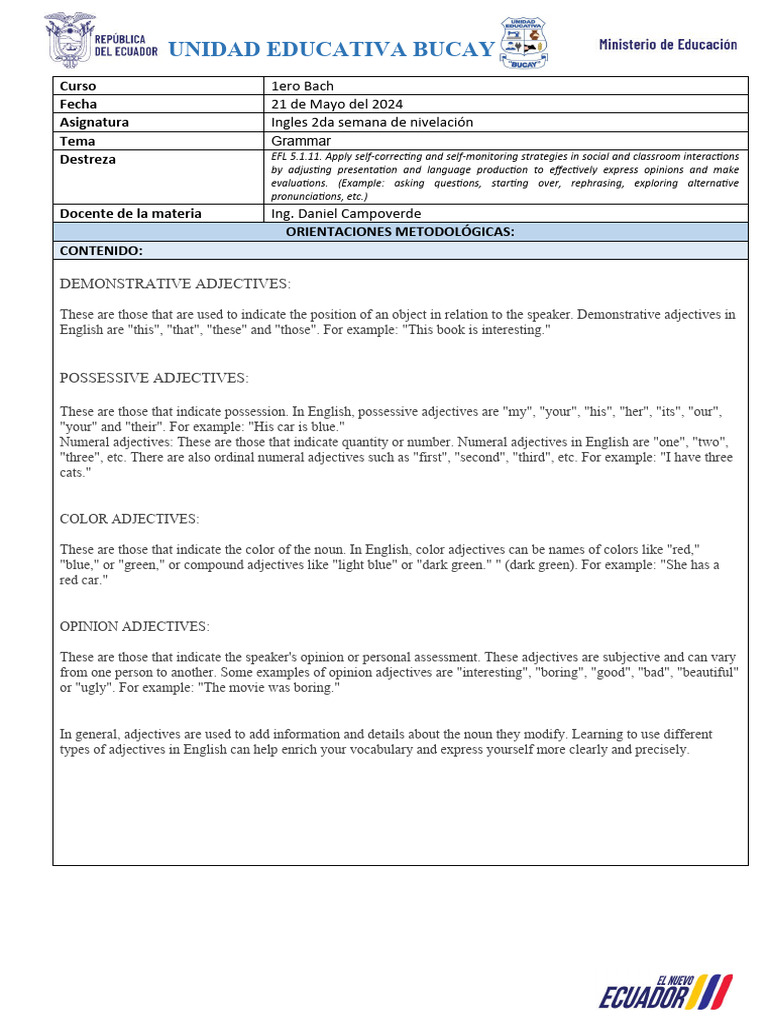 English Adjectives Grammar Guide | PDF | Adjective | English Language