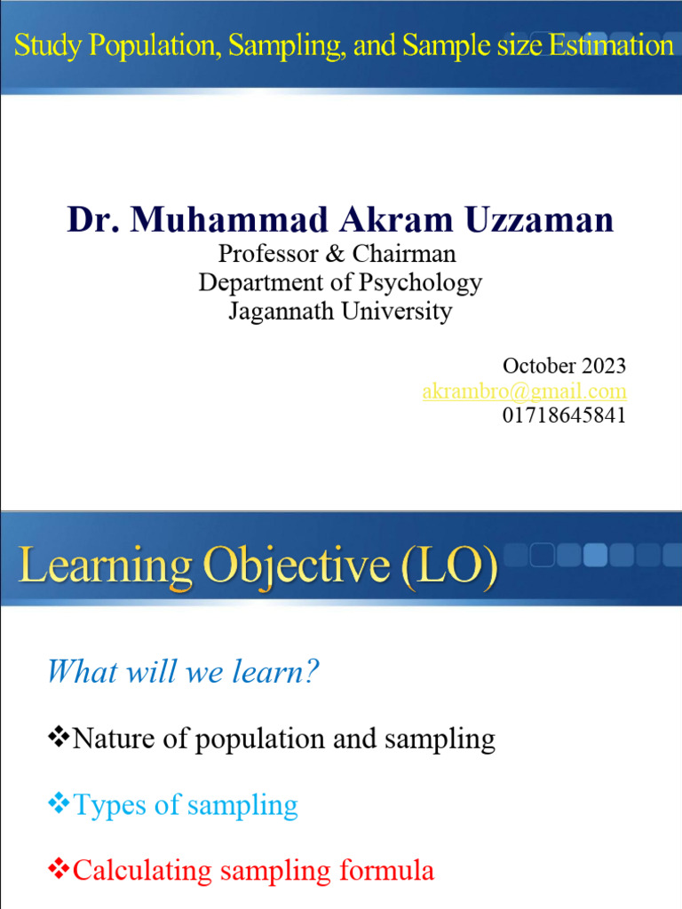 Dr. Akram - Sampling | PDF | Sampling (Statistics) | Standard Deviation