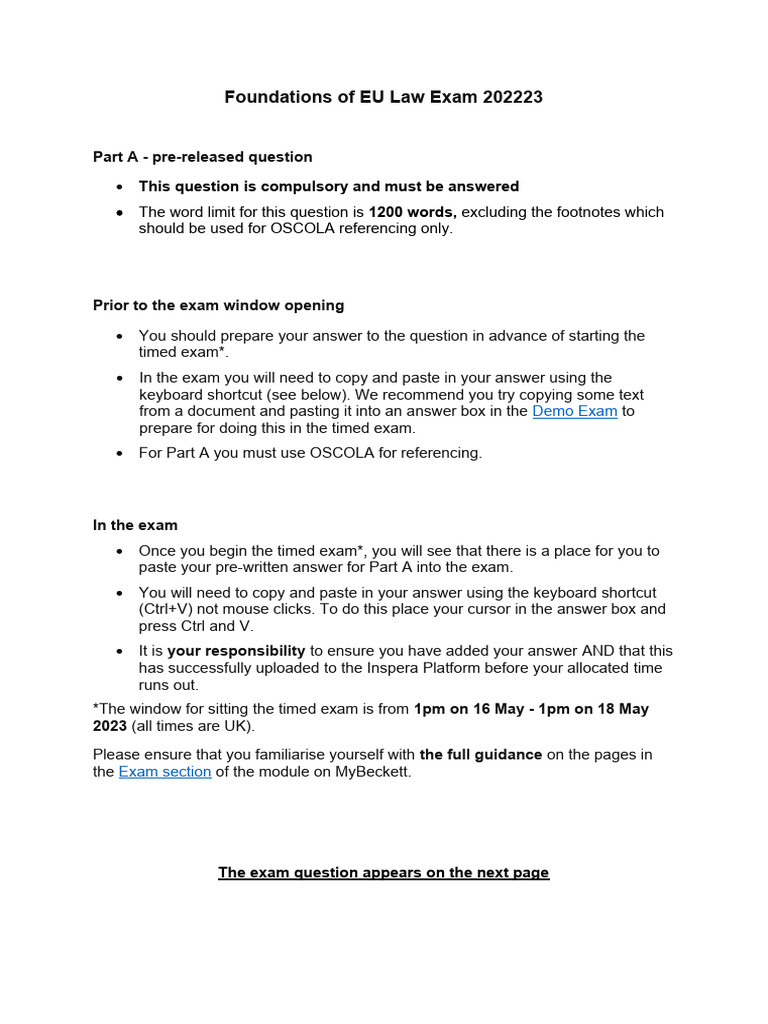 Foundations of EU Law Part A | PDF | Brexit | European Union