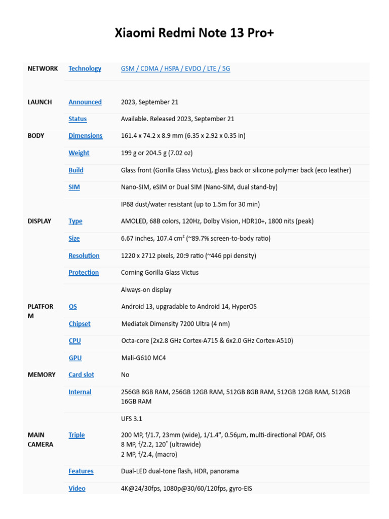 Xiaomi Redmi Note 13 Pro | PDF | Film And Video Technology | Linux ...