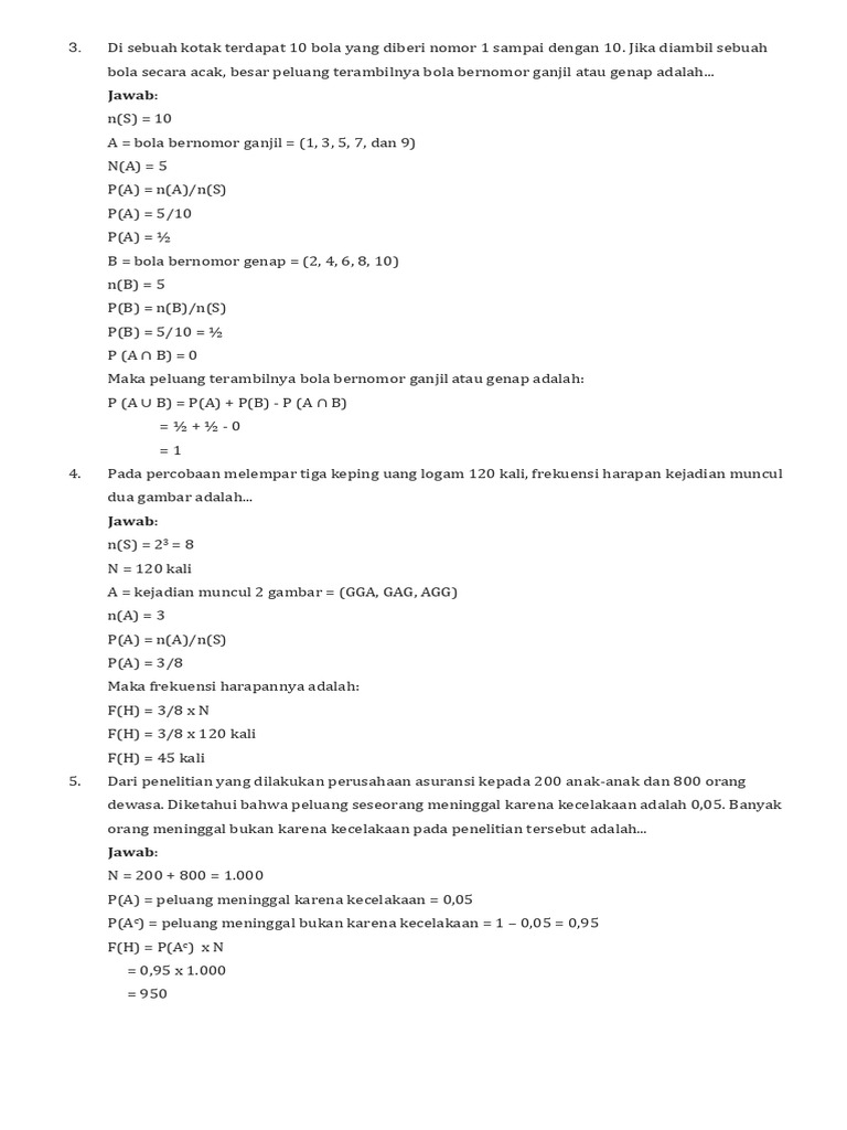 Soal Soal Peluang | PDF