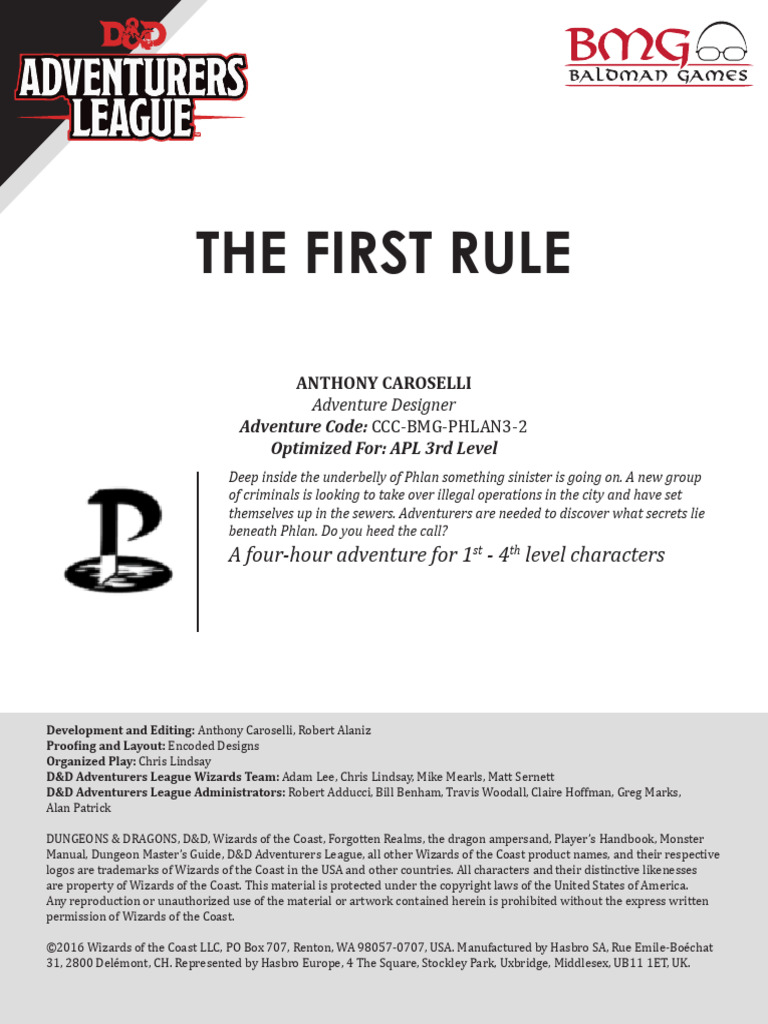 2016 Ccc-bmg-32 Phlan 3-2 - The First Rule | PDF | Dungeons & Dragons ...