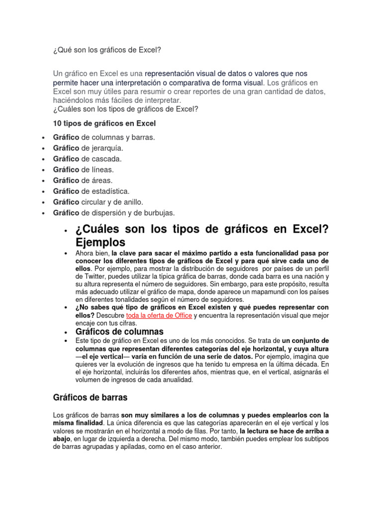 Tipos de gráficos en Excel explicados | PDF | Microsoft Excel | Mapa