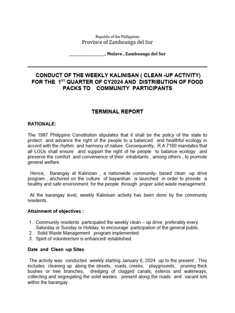 Kalinisan Post Activity Report | PDF | Municipal Solid Waste | Natural ...