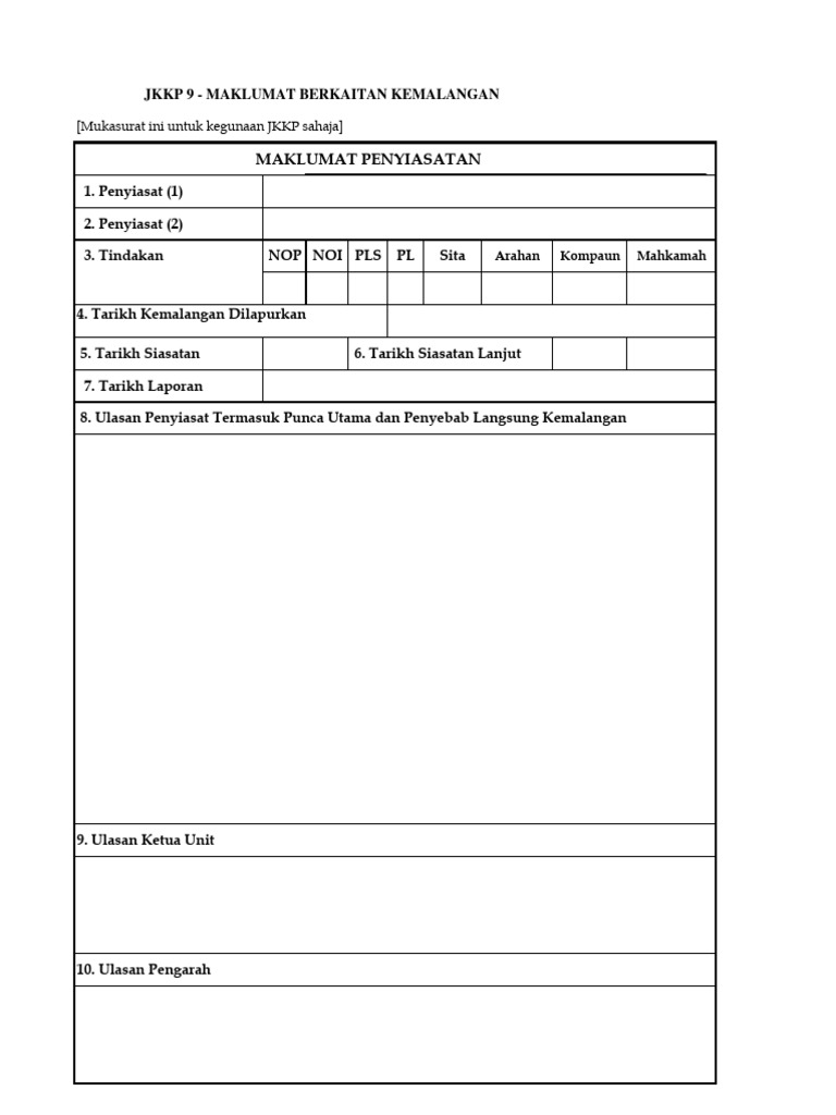 Borang JKKP 9 | PDF