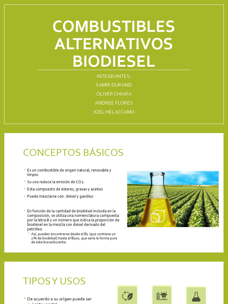 COMBUSTIBLES ALTERNATIVOS BIODIESEL | PDF | Biodiésel | Sustancias químicas