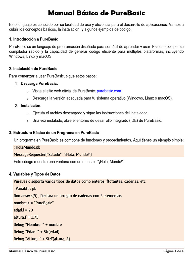 Manual Básico de PureBasic Realizado Por ChadGPT 4 | PDF | Mac OS ...
