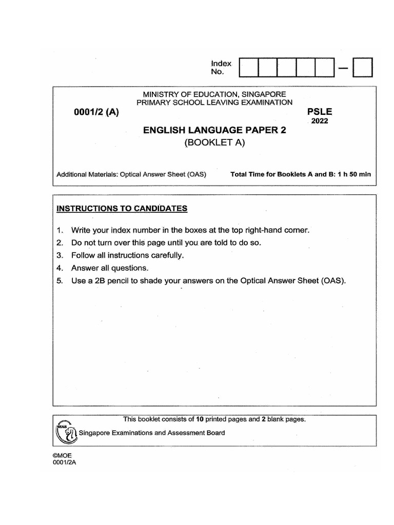 PSLE English 2022 Paper 2 Booklet A | PDF