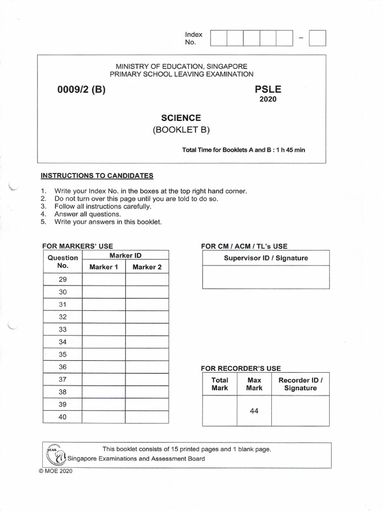 PSLE 2020 Science Paper B Answers | PDF | Malaria | Mosquito