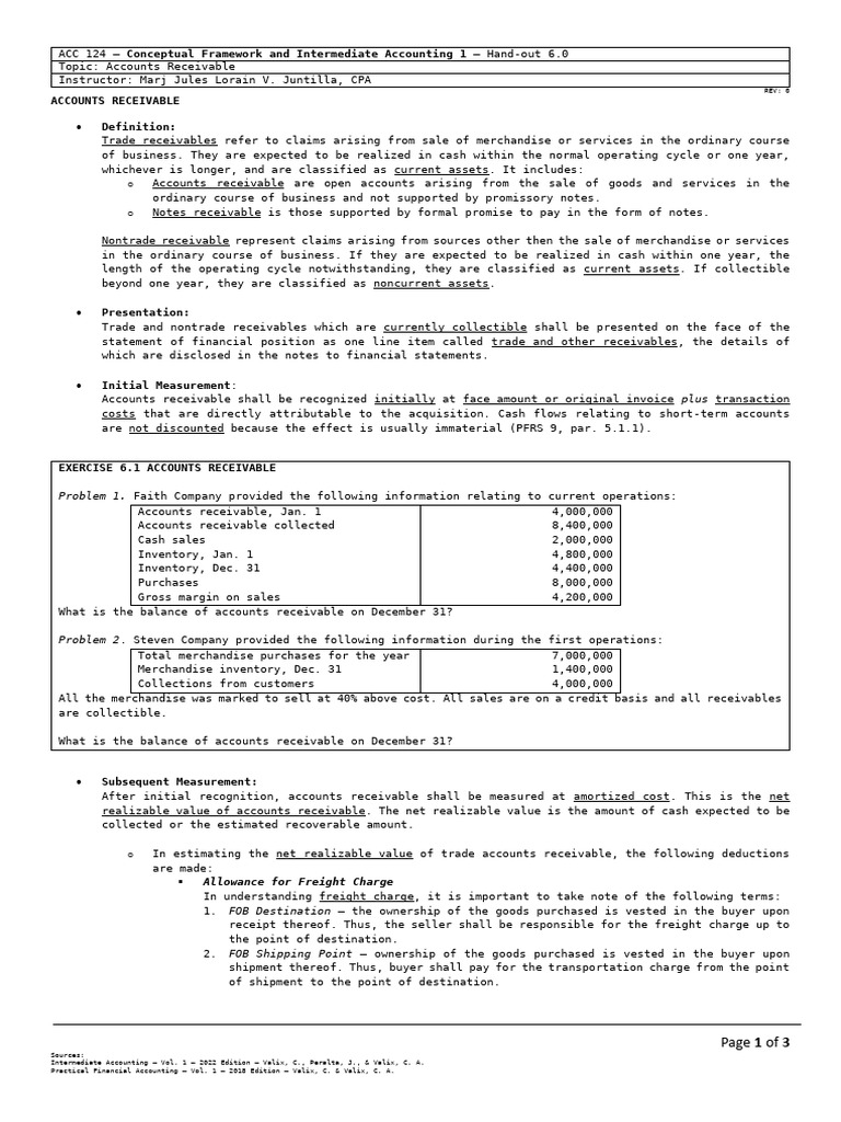 ACC-124-HO-6-Accounts-Receivable | PDF | Bad Debt | Invoice