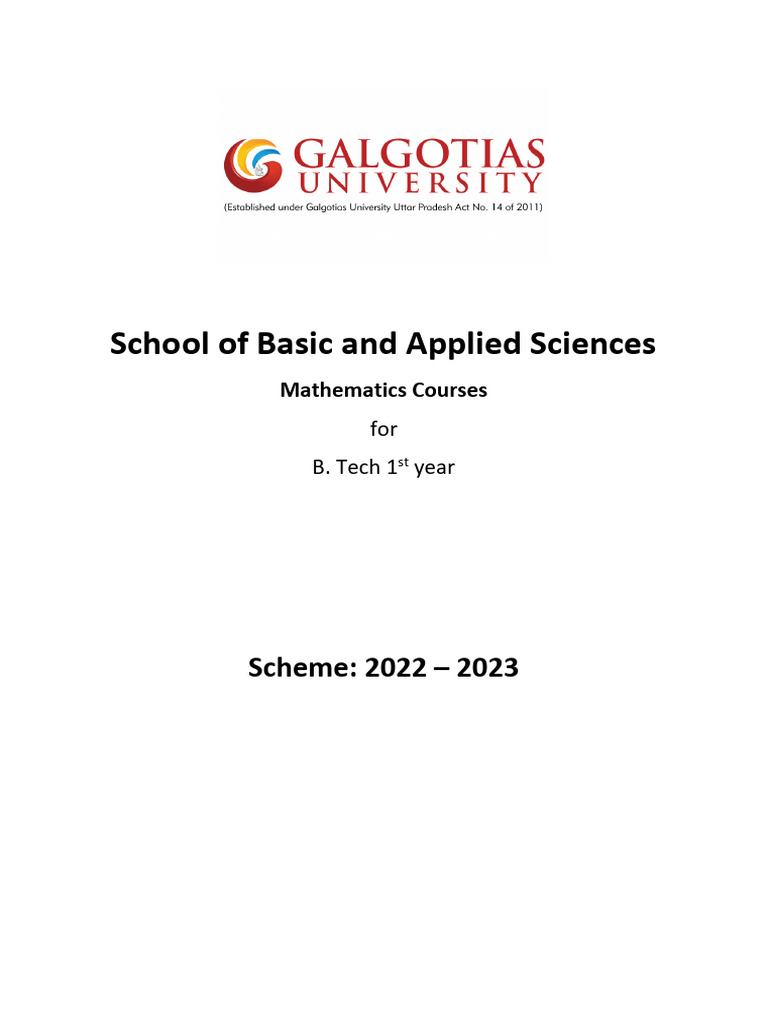 B.Tech 1st Year Maths Syllabus Overview | PDF | Linear Map | Integral