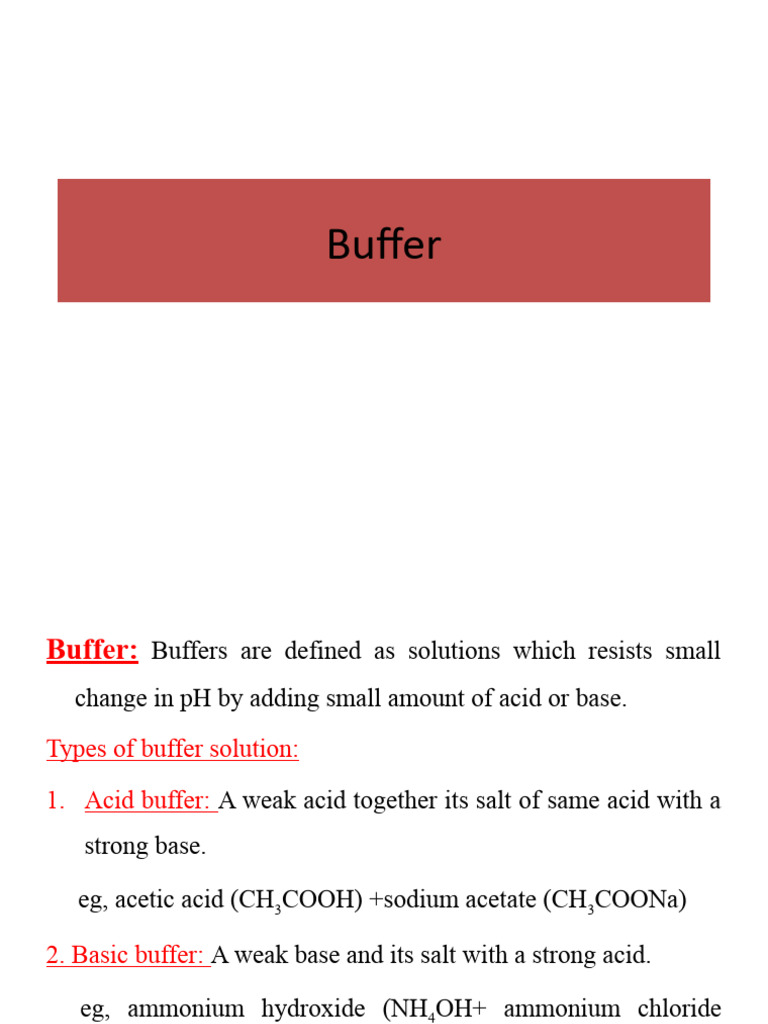 Lecture 4 Buffer Pdf Buffer Solution Acid 0113