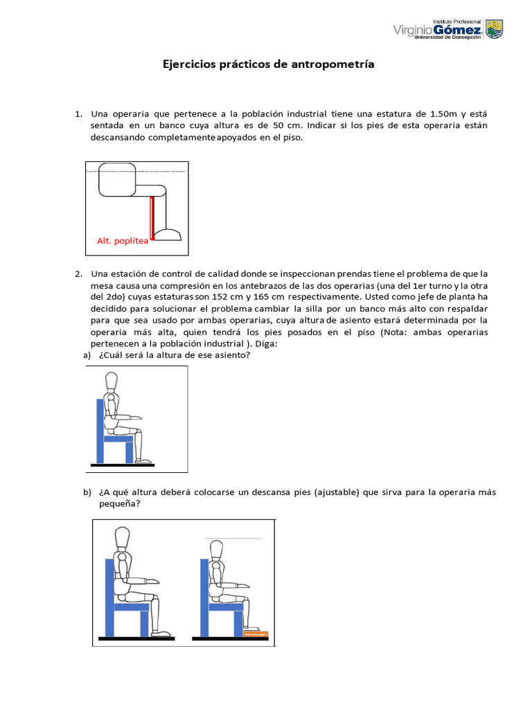 Ejercicios Prácticos De Antropometría Pdf Factores Humanos Y Ergonomía