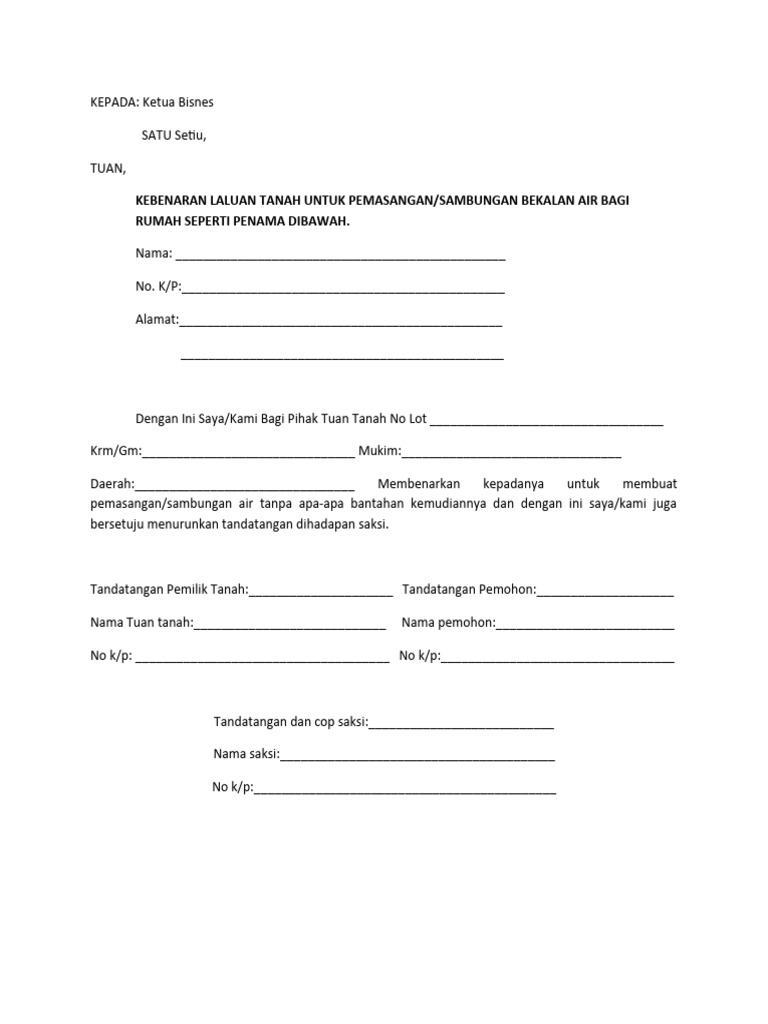 Surat Kebenaran Menggunakan Tanah (Cop MPKK) | PDF