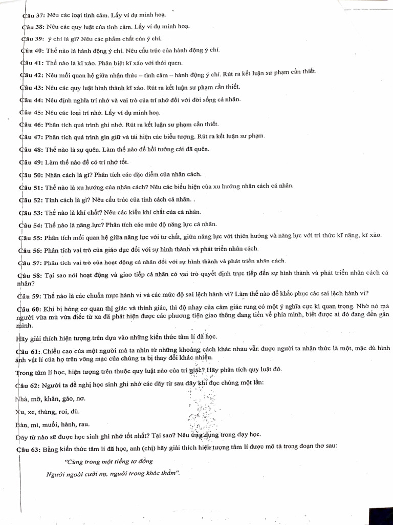 TLH Câu hỏi tự luận-2 | PDF