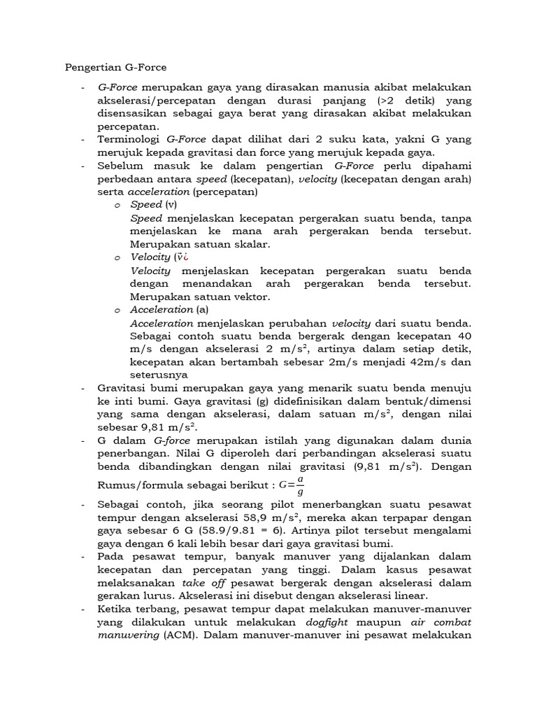 Pengertian dan Rumus G-Force | PDF