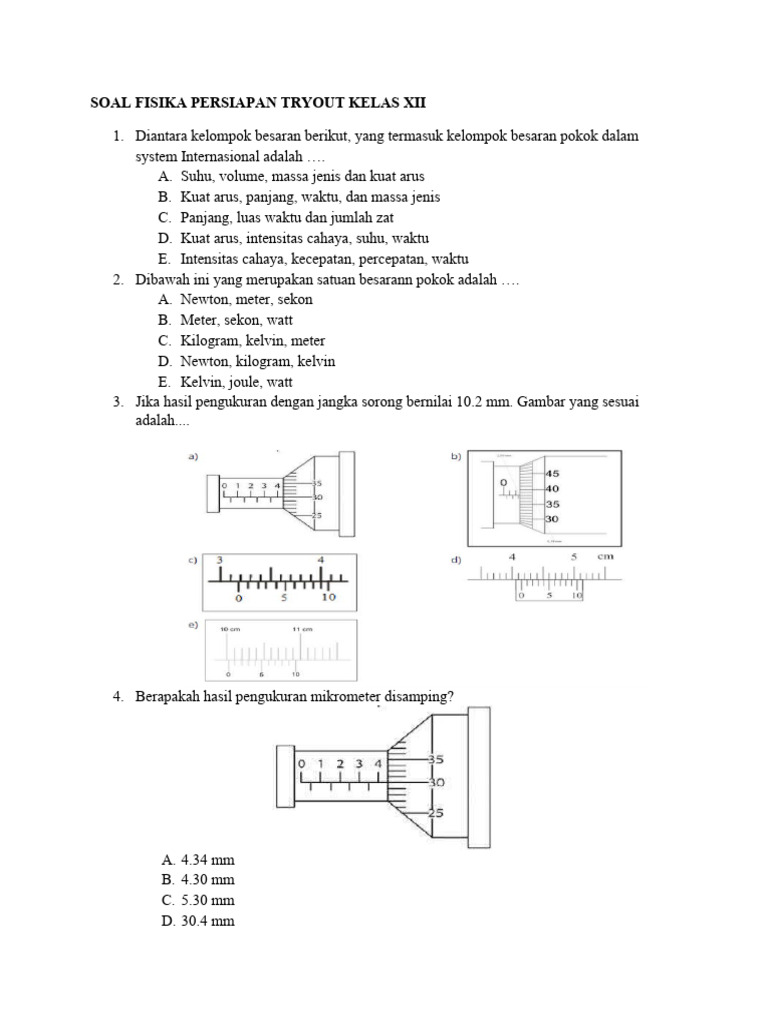 Soal Fisika Persiapan Tryout Kelas Xii (Fix) | PDF