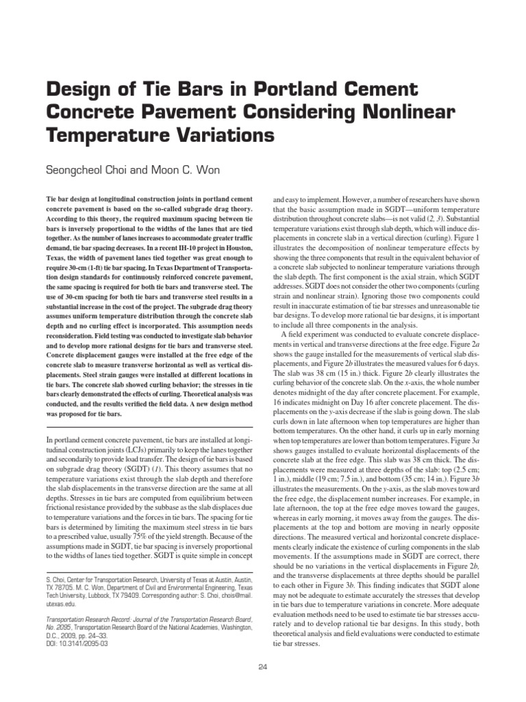 Design of Tie Bars in Portland Cement Co | PDF | Young's Modulus | Concrete