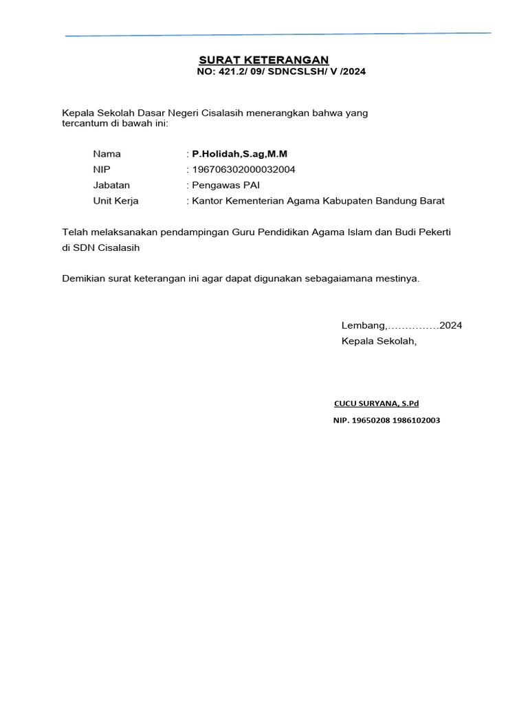 Surat Keterangan Pendampingan | PDF