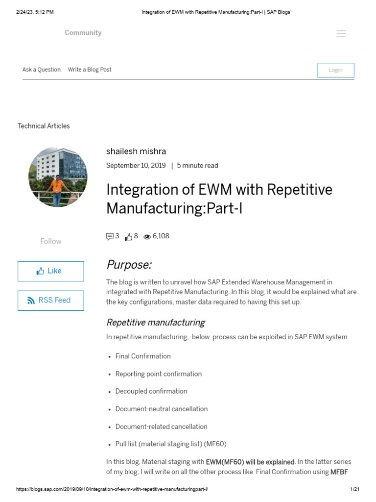 Integration of EWM With Repetitive Manufacturing - Part-I - SAP Blogs ...