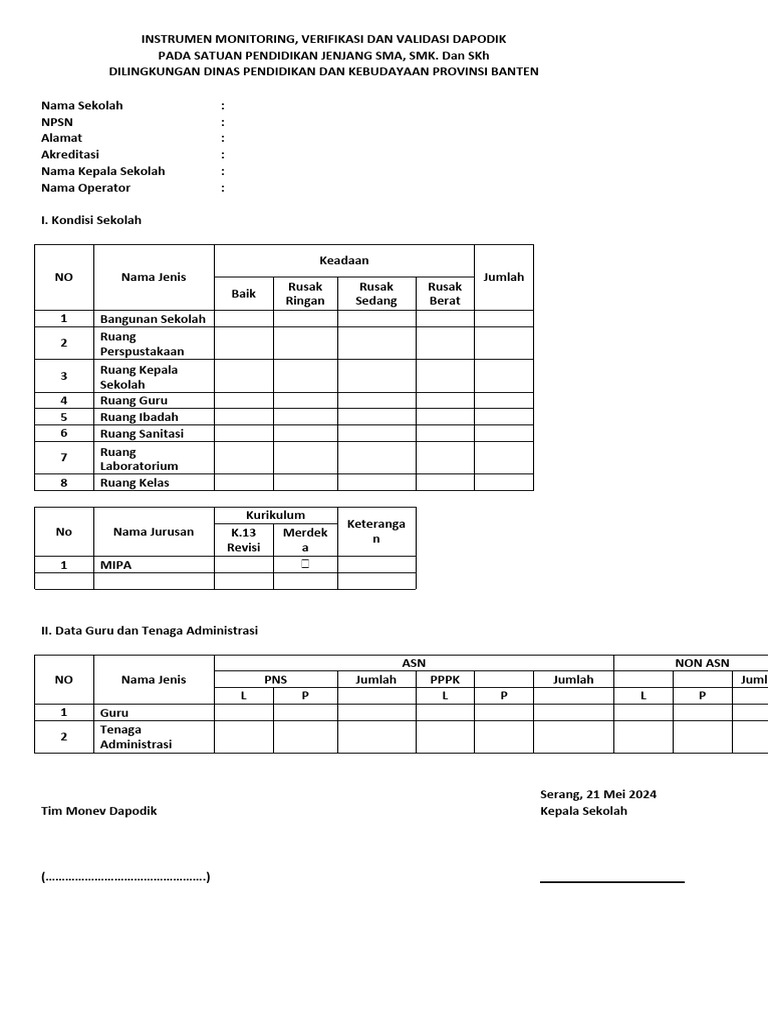 Contoh Instrumen Monitoring 2 | PDF