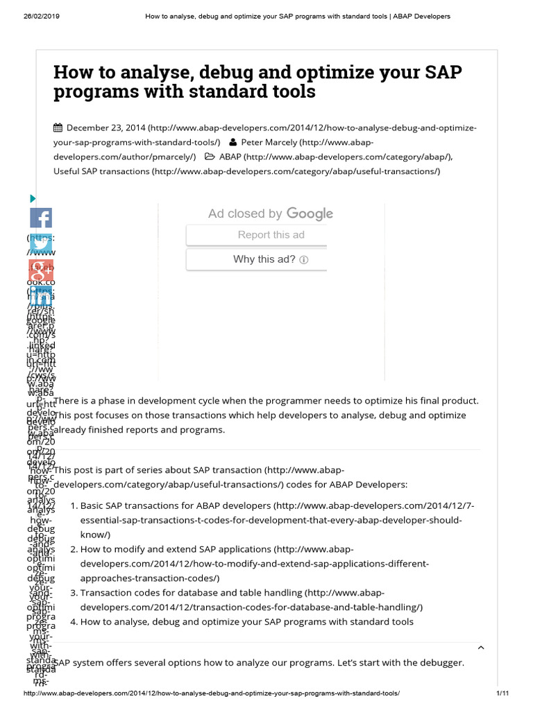 Optimize SAP Programs with Debugging Tools | PDF | Computing | Software ...