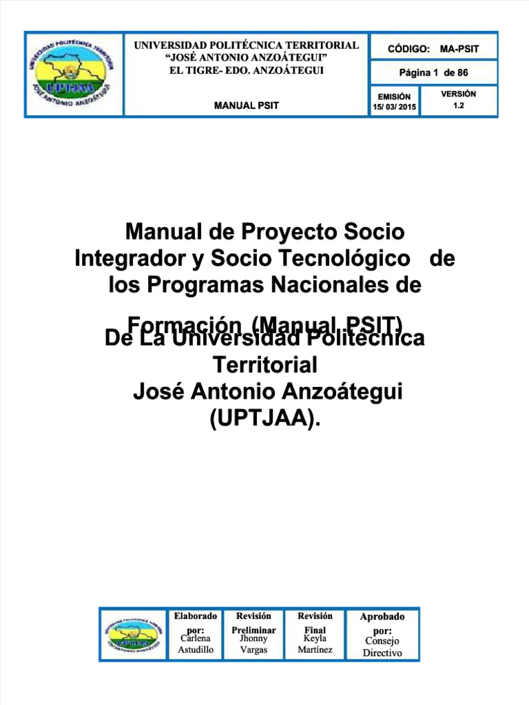 2015 Manual de Proyecto Uptjaa PDF | PDF | Evaluación