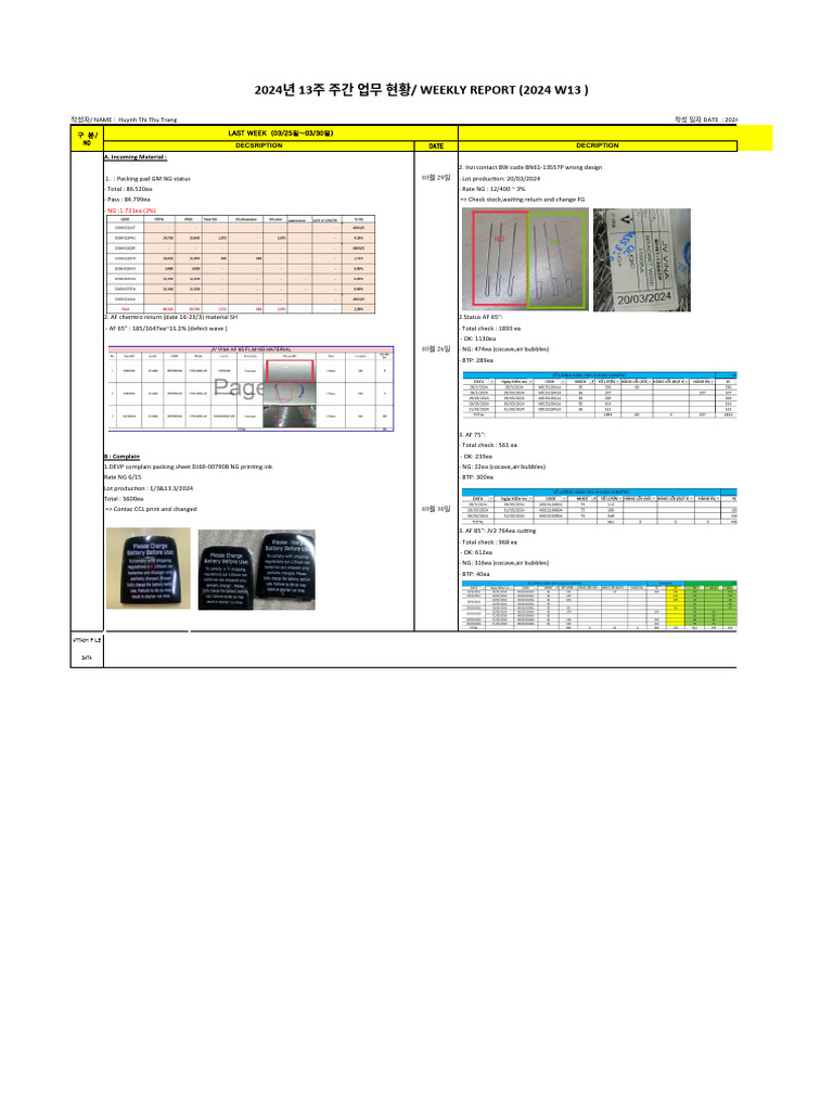 Weekly Report QC (W13-2024) | PDF