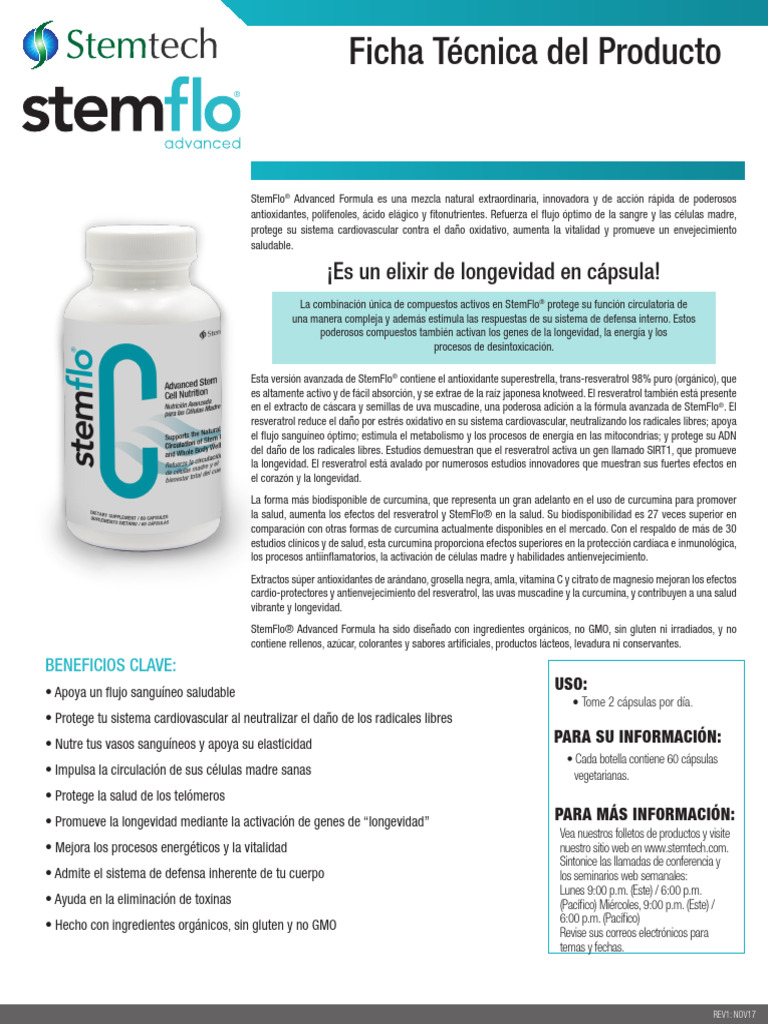 Stem Flo PFP | PDF | Antioxidante | Longevidad