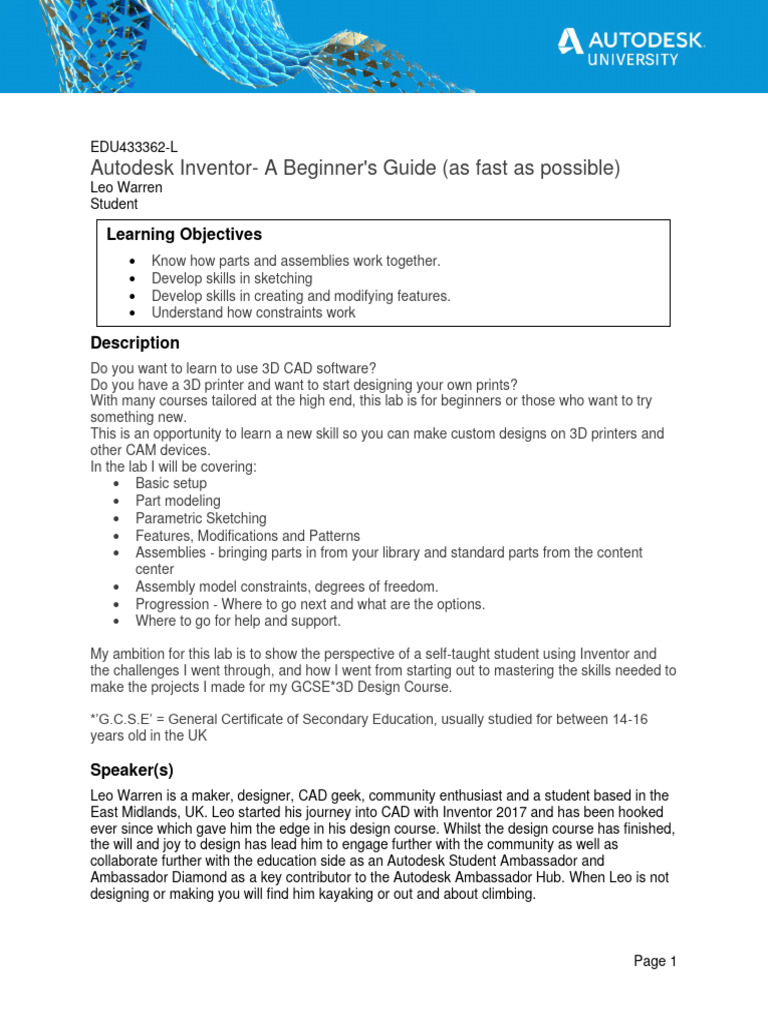 EDU463362-L Class Handout EDU463362L Leo Warren | PDF