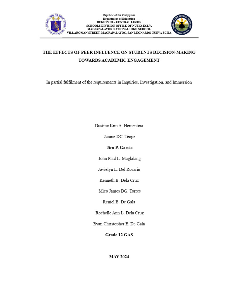 The Effects of Peer Influence To Students Decision-Making Towards ...