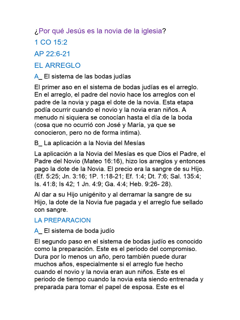 Por Qué Jesús Es La Novia De La Iglesia Pdf Iglesia Cristiana