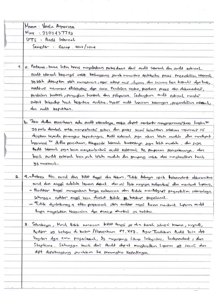 UTS Internal Audit An Vania Aqmarina | PDF