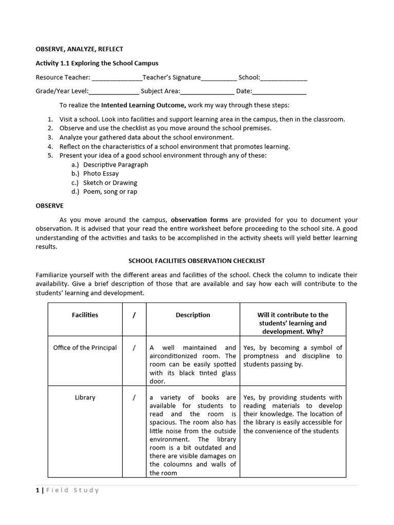 FS 1 | PDF | Classroom | Learning